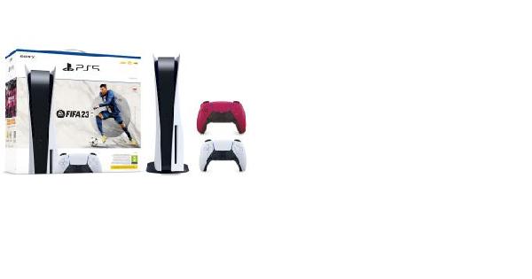 Sony PlayStation 5 (PS5) z napędem + dodatkowy pad (czerwony) + FIFA 23 ...